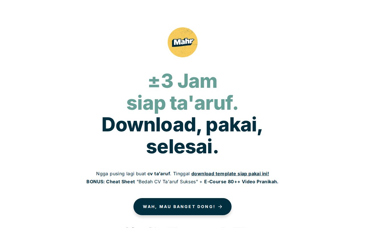 [PREMIUM] CV Ta'aruf Template by Mahr Indonesia